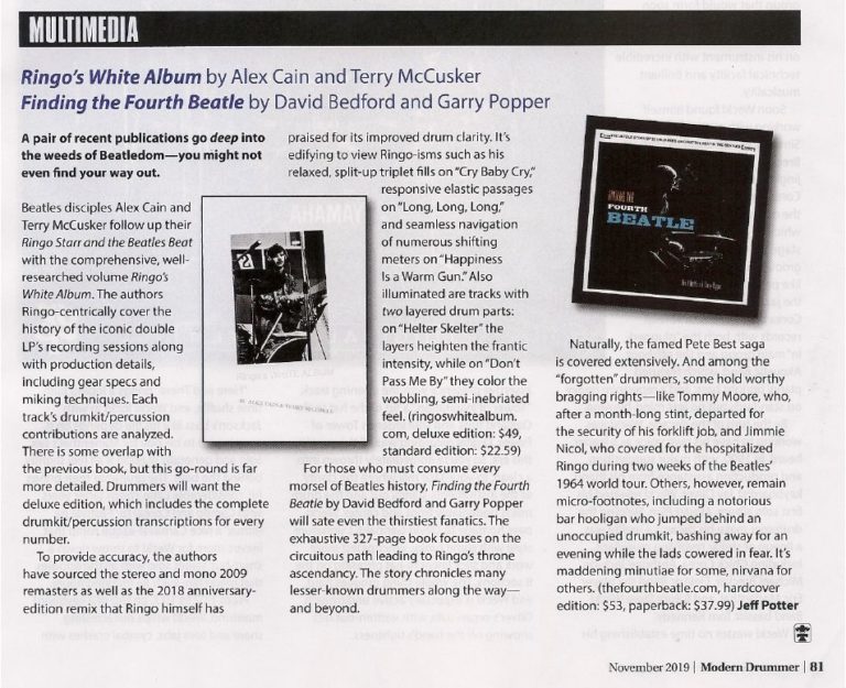 "Modern Drummer" Magazine Reviews "Finding the Fourth Beatle"